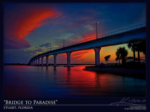 Stuart Florida Bridge Colorful Sunset Over Okeechobee Waterway | HDR ...