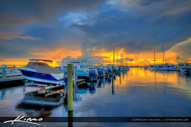 Sunset Over the Marina at Stuart Florida | HDR Photography by Captain Kimo