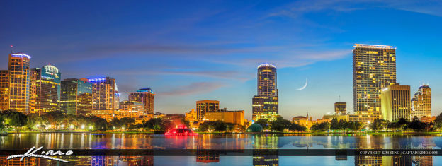 Orlando Florida Skyline Panorama and Moon Set | HDR Photography by ...